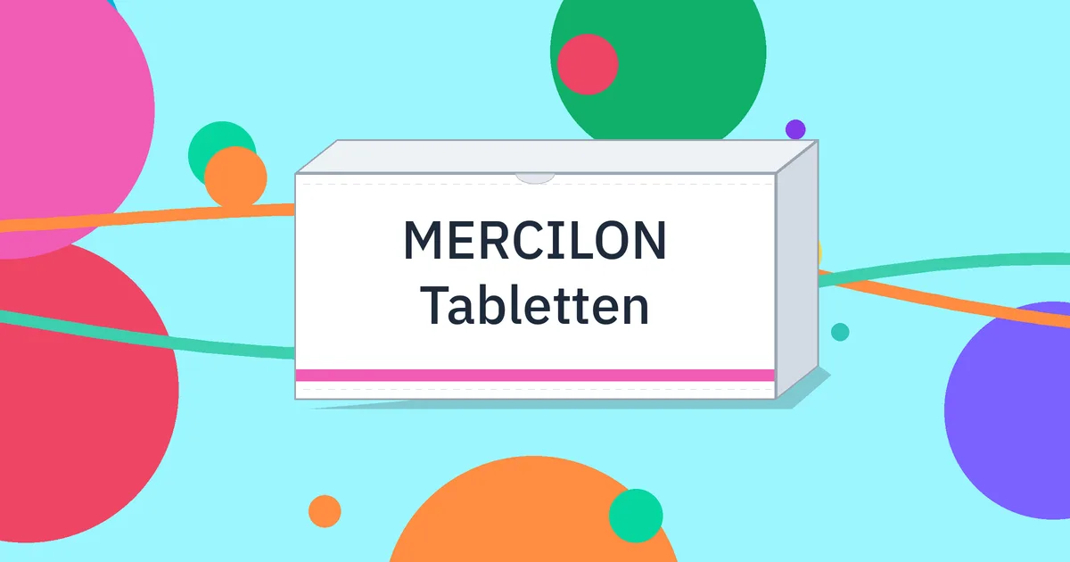 Symbolbild: Packung mit der Aufschrift MERCILON Tabletten (PZN 03104869) – Verfügbarkeit und Bezug in Apotheken in Frankfurt am Main