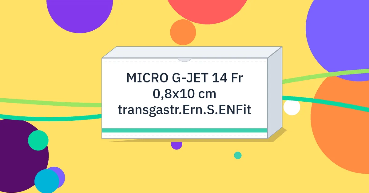 Symbolbild: Packung mit der Aufschrift MICRO G-JET 14 Fr 0,8x10 cm transgastr.Ern.S.ENFit (PZN 17817863) – Verfügbarkeit und Bezug in Apotheken in Frankfurt am Main