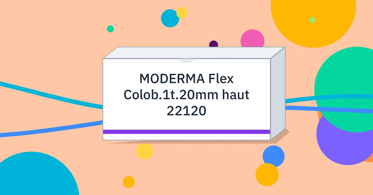 Symbolbild: Packung mit der Aufschrift MODERMA Flex Colob.1t.20mm haut 22120 (PZN 00914622) – Verfügbarkeit und Bezug in Apotheken in Frankfurt am Main