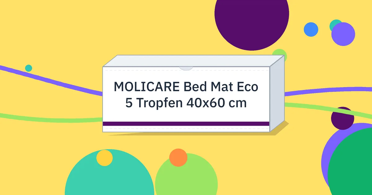 Symbolbild: Packung mit der Aufschrift MOLICARE Bed Mat Eco 5 Tropfen 40x60 cm (PZN 16136925) – Verfügbarkeit und Bezug in Apotheken in Frankfurt am Main