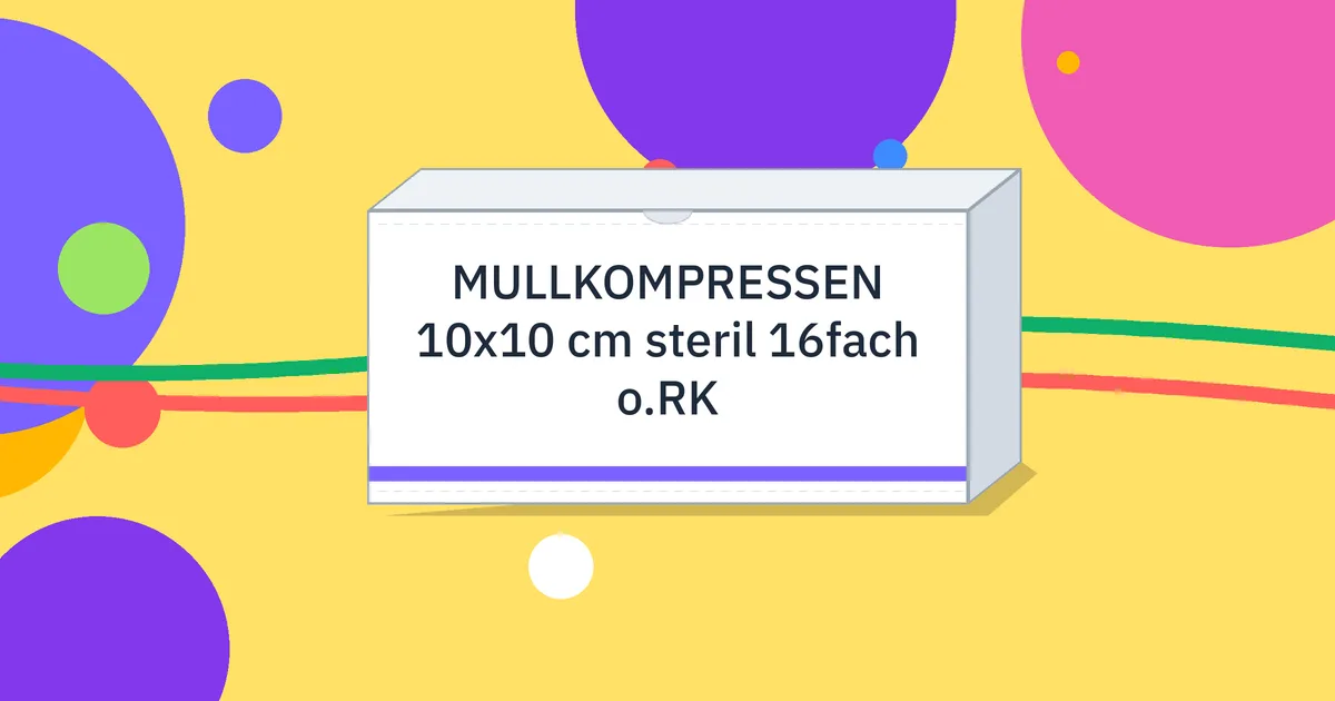Symbolbild: Packung mit der Aufschrift MULLKOMPRESSEN 10x10 cm steril 16fach o.RK (PZN 13582564) – Verfügbarkeit und Bezug in Apotheken in Frankfurt am Main