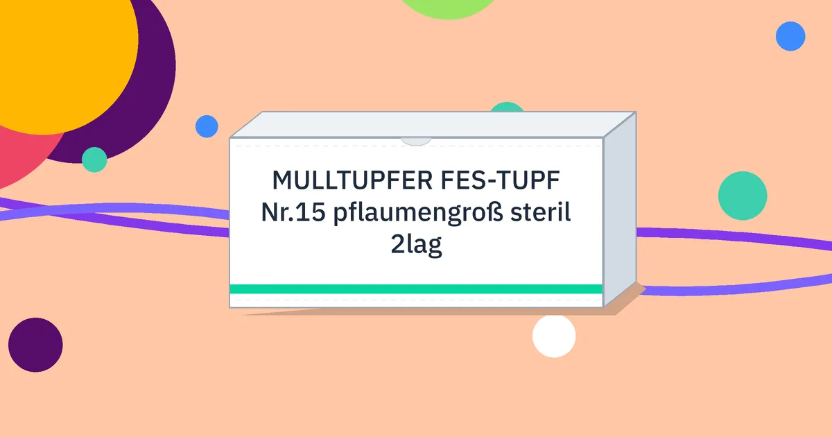 Symbolbild: Packung mit der Aufschrift MULLTUPFER FES-TUPF Nr.15 pflaumengroß steril 2lag (PZN 11158632) – Verfügbarkeit und Bezug in Apotheken in Frankfurt am Main