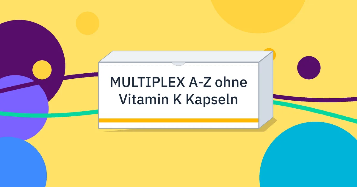 Symbolbild: Packung mit der Aufschrift MULTIPLEX A-Z ohne Vitamin K Kapseln (PZN 09722663) – Verfügbarkeit und Bezug in Apotheken in Frankfurt am Main