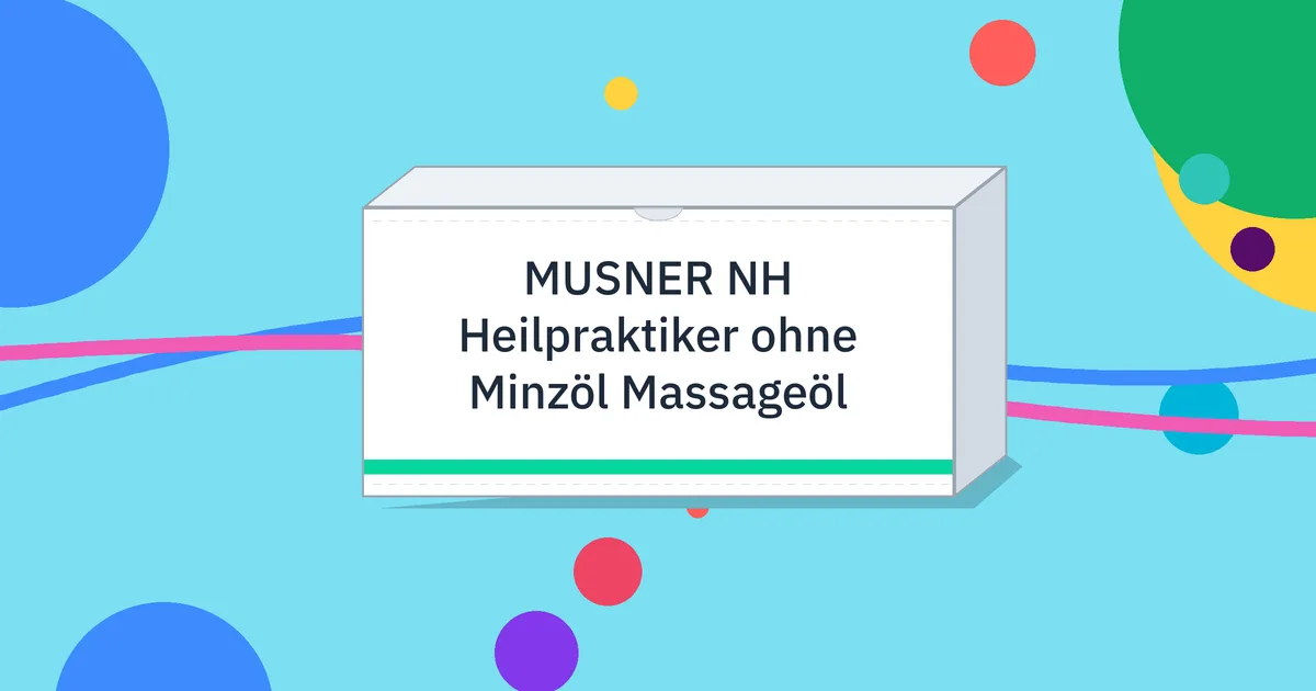 Symbolbild: Packung mit der Aufschrift MUSNER NH Heilpraktiker ohne Minzöl Massageöl (PZN 11128163) – Verfügbarkeit und Bezug in Apotheken in Frankfurt am Main