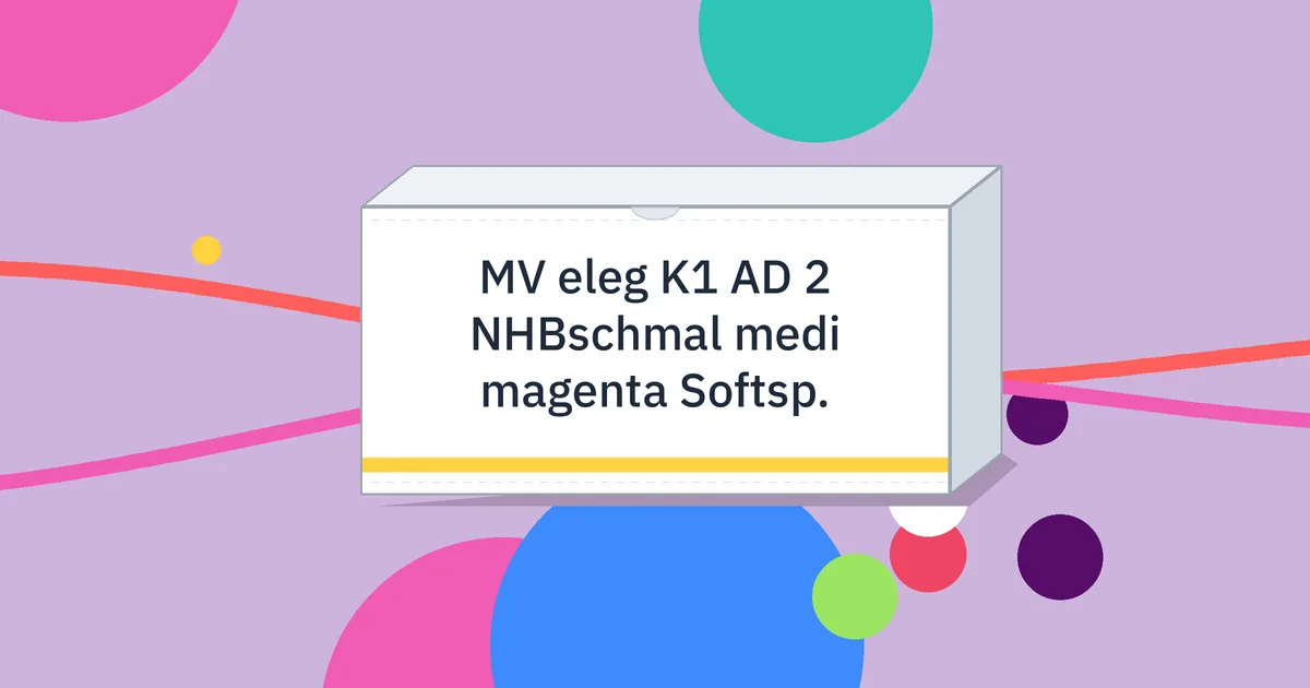 Symbolbild: Packung mit der Aufschrift MV eleg K1 AD 2 NHBschmal medi magenta Softsp. (PZN 15673609) – Verfügbarkeit und Bezug in Apotheken in Frankfurt am Main