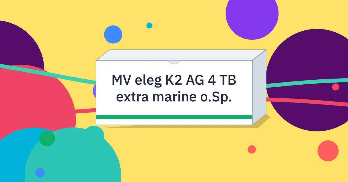 Symbolbild: Packung mit der Aufschrift MV eleg K2 AG 4 TB extra marine o.Sp. (PZN 14610340) – Verfügbarkeit und Bezug in Apotheken in Frankfurt am Main