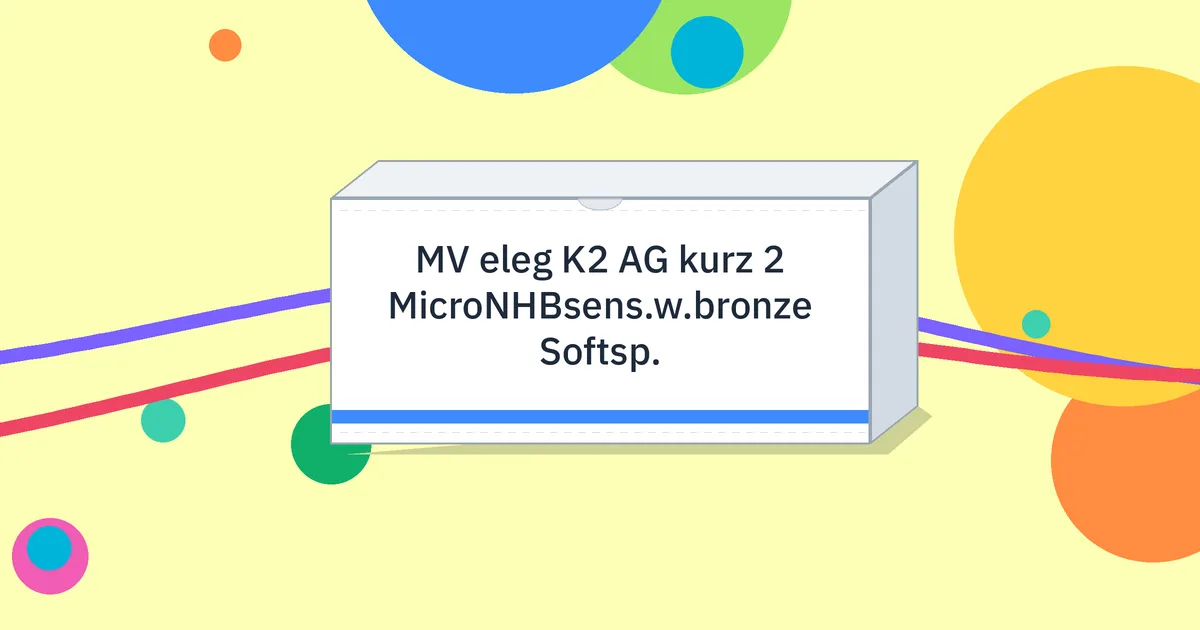Symbolbild: Packung mit der Aufschrift MV eleg K2 AG kurz 2 MicroNHBsens.w.bronze Softsp. (PZN 15711451) – Verfügbarkeit und Bezug in Apotheken in Frankfurt am Main