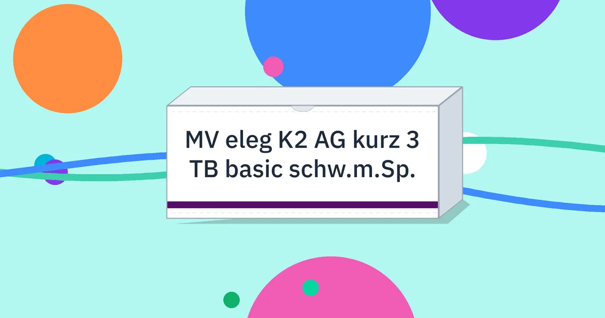 Symbolbild: Packung mit der Aufschrift MV eleg K2 AG kurz 3 TB basic schw.m.Sp. (PZN 00199875) – Verfügbarkeit und Bezug in Apotheken in Frankfurt am Main