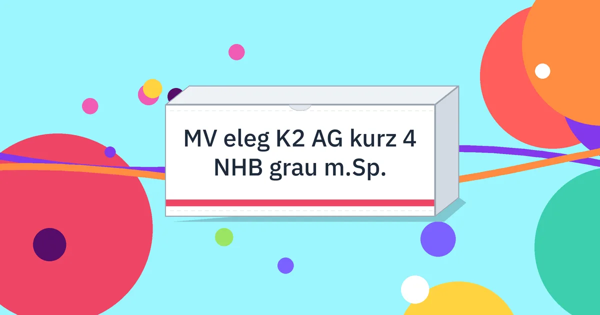 Symbolbild: Packung mit der Aufschrift MV eleg K2 AG kurz 4 NHB grau m.Sp. (PZN 18925431) – Verfügbarkeit und Bezug in Apotheken in Frankfurt am Main
