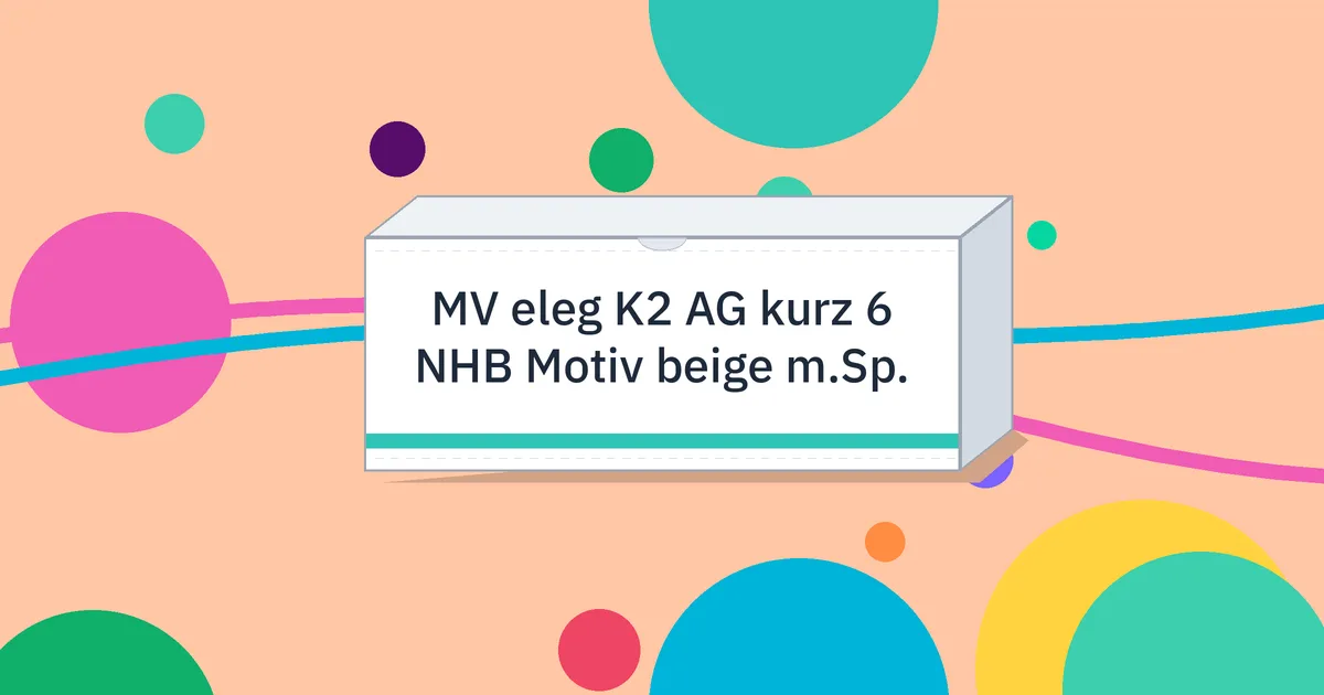 Symbolbild: Packung mit der Aufschrift MV eleg K2 AG kurz 6 NHB Motiv beige m.Sp. (PZN 15708549) – Verfügbarkeit und Bezug in Apotheken in Frankfurt am Main