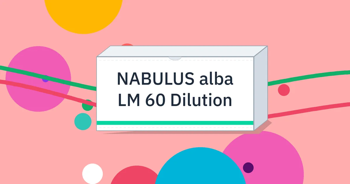 Symbolbild: Packung mit der Aufschrift NABULUS alba LM 60 Dilution (PZN 13615631) – Verfügbarkeit und Bezug in Apotheken in Frankfurt am Main