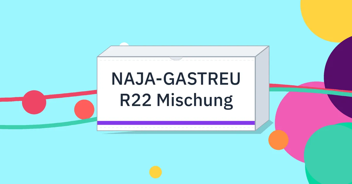 Symbolbild: Packung mit der Aufschrift NAJA-GASTREU R22 Mischung (PZN 01372732) – Verfügbarkeit und Bezug in Apotheken in Frankfurt am Main