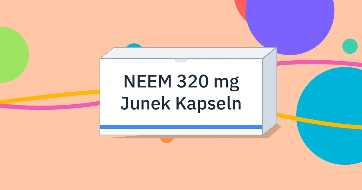 Symbolbild: Packung mit der Aufschrift NEEM 320 mg Junek Kapseln (PZN 10053807) – Verfügbarkeit und Bezug in Apotheken in Frankfurt am Main