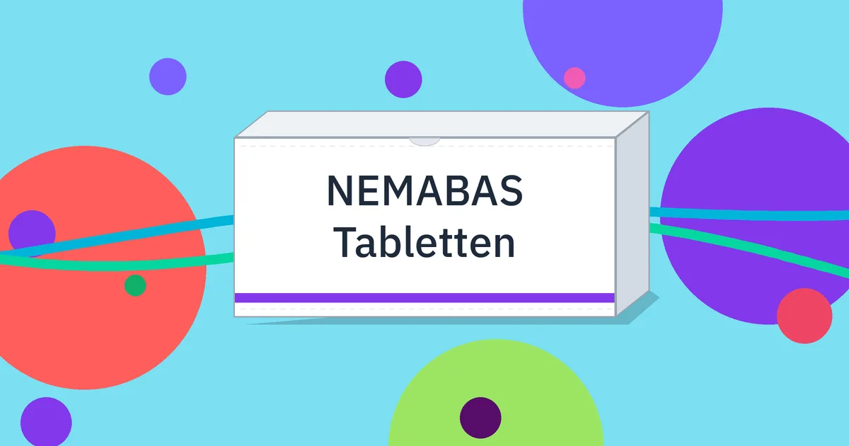 Symbolbild: Packung mit der Aufschrift NEMABAS Tabletten (PZN 00064158) – Verfügbarkeit und Bezug in Apotheken in Frankfurt am Main