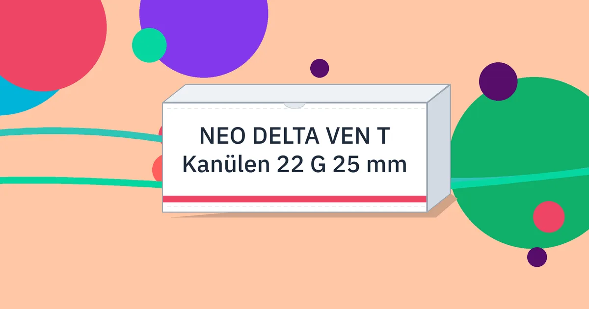 Symbolbild: Packung mit der Aufschrift NEO DELTA VEN T Kanülen 22 G 25 mm (PZN 07758266) – Verfügbarkeit und Bezug in Apotheken in Frankfurt am Main