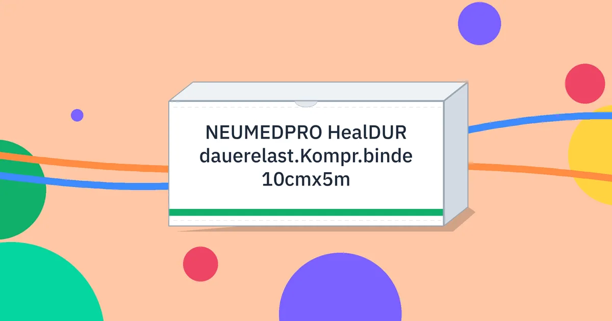 Symbolbild: Packung mit der Aufschrift NEUMEDPRO HealDUR dauerelast.Kompr.binde 10cmx5m (PZN 19553925) – Verfügbarkeit und Bezug in Apotheken in Frankfurt am Main
