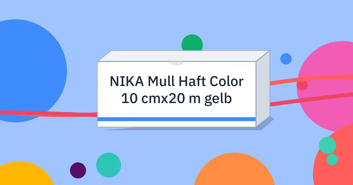 Symbolbild: Packung mit der Aufschrift NIKA Mull Haft Color 10 cmx20 m gelb (PZN 10320390) – Verfügbarkeit und Bezug in Apotheken in Frankfurt am Main