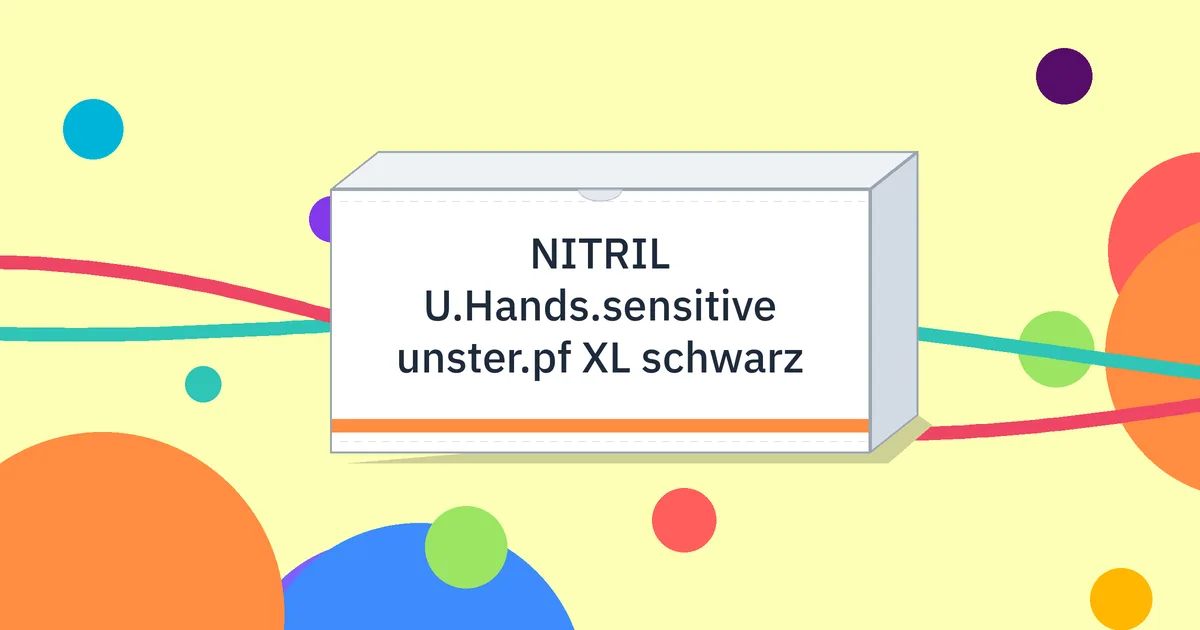Symbolbild: Packung mit der Aufschrift NITRIL U.Hands.sensitive unster.pf XL schwarz (PZN 12445374) – Verfügbarkeit und Bezug in Apotheken in Frankfurt am Main