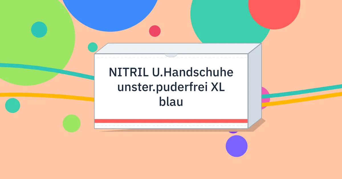 Symbolbild: Packung mit der Aufschrift NITRIL U.Handschuhe unster.puderfrei XL blau (PZN 10319429) – Verfügbarkeit und Bezug in Apotheken in Frankfurt am Main