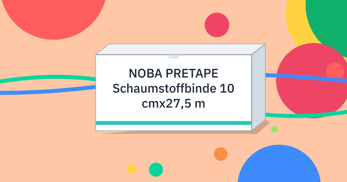 Symbolbild: Packung mit der Aufschrift NOBA PRETAPE Schaumstoffbinde 10 cmx27,5 m (PZN 16027389) – Verfügbarkeit und Bezug in Apotheken in Frankfurt am Main