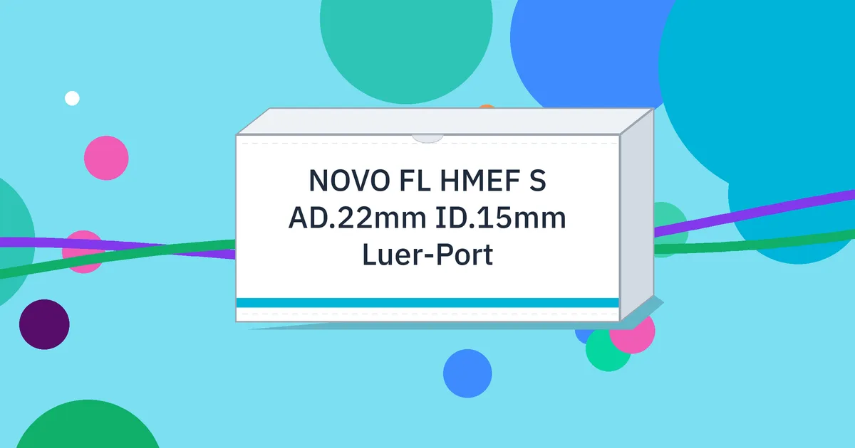 Symbolbild: Packung mit der Aufschrift NOVO FL HMEF S AD.22mm ID.15mm Luer-Port (PZN 18471409) – Verfügbarkeit und Bezug in Apotheken in Frankfurt am Main