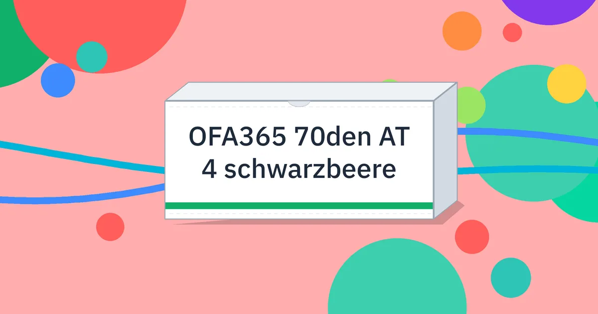 Symbolbild: Packung mit der Aufschrift OFA365 70den AT 4 schwarzbeere (PZN 16722557) – Verfügbarkeit und Bezug in Apotheken in Frankfurt am Main