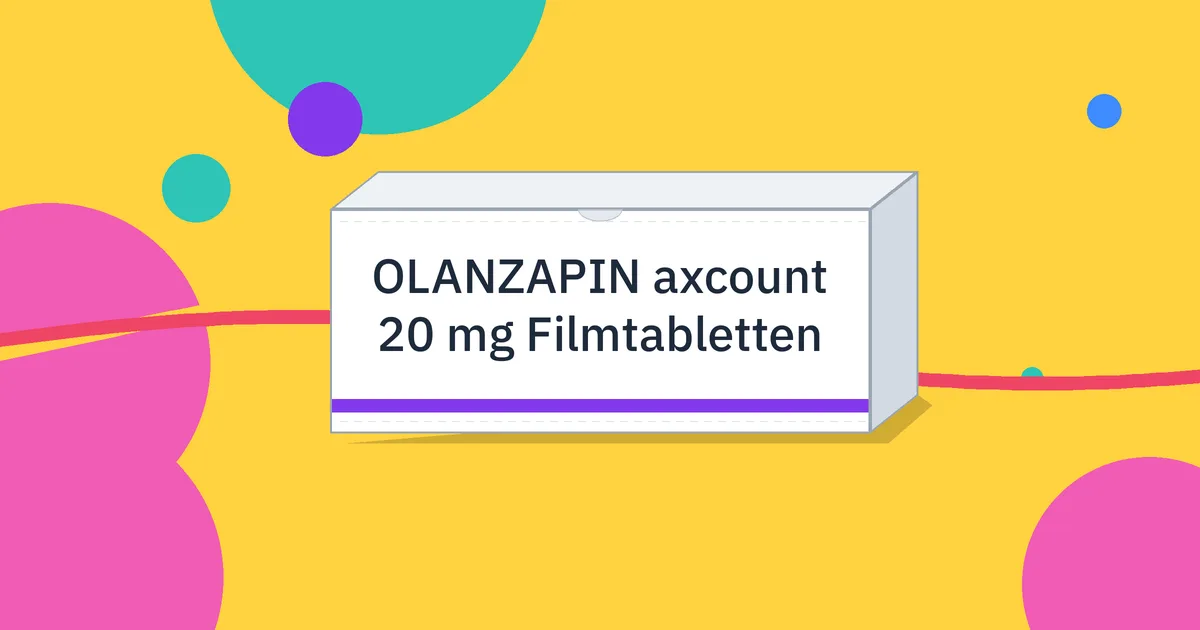 Symbolbild: Packung mit der Aufschrift OLANZAPIN axcount 20 mg Filmtabletten (PZN 02452166) – Verfügbarkeit und Bezug in Apotheken in Frankfurt am Main
