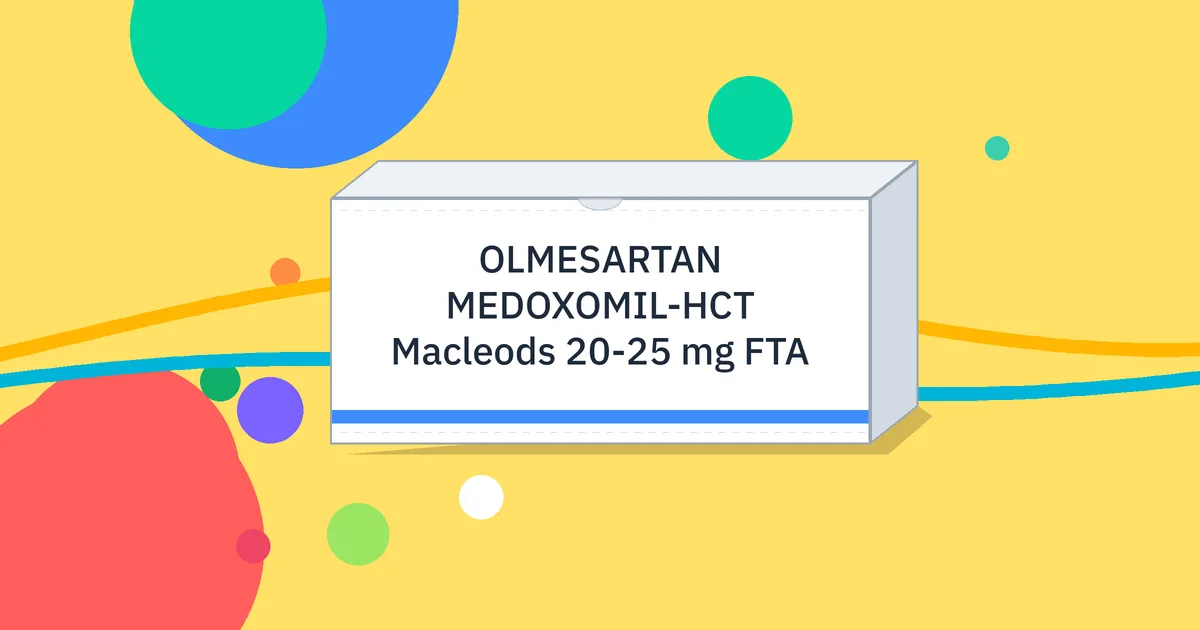 Symbolbild: Packung mit der Aufschrift OLMESARTAN MEDOXOMIL-HCT Macleods 20-25 mg FTA (PZN 20107869) – Verfügbarkeit und Bezug in Apotheken in Frankfurt am Main
