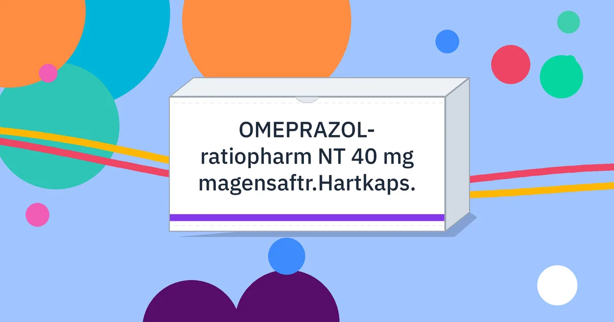 Symbolbild: Packung mit der Aufschrift OMEPRAZOL-ratiopharm NT 40 mg magensaftr.Hartkaps. (PZN 02559929) – Verfügbarkeit und Bezug in Apotheken in Frankfurt am Main