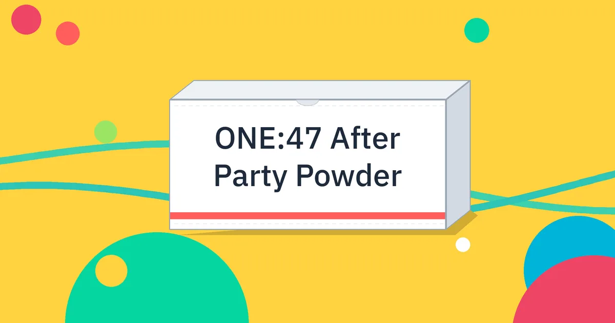 Symbolbild: Packung mit der Aufschrift ONE:47 After Party Powder (PZN 18084204) – Verfügbarkeit und Bezug in Apotheken in Frankfurt am Main