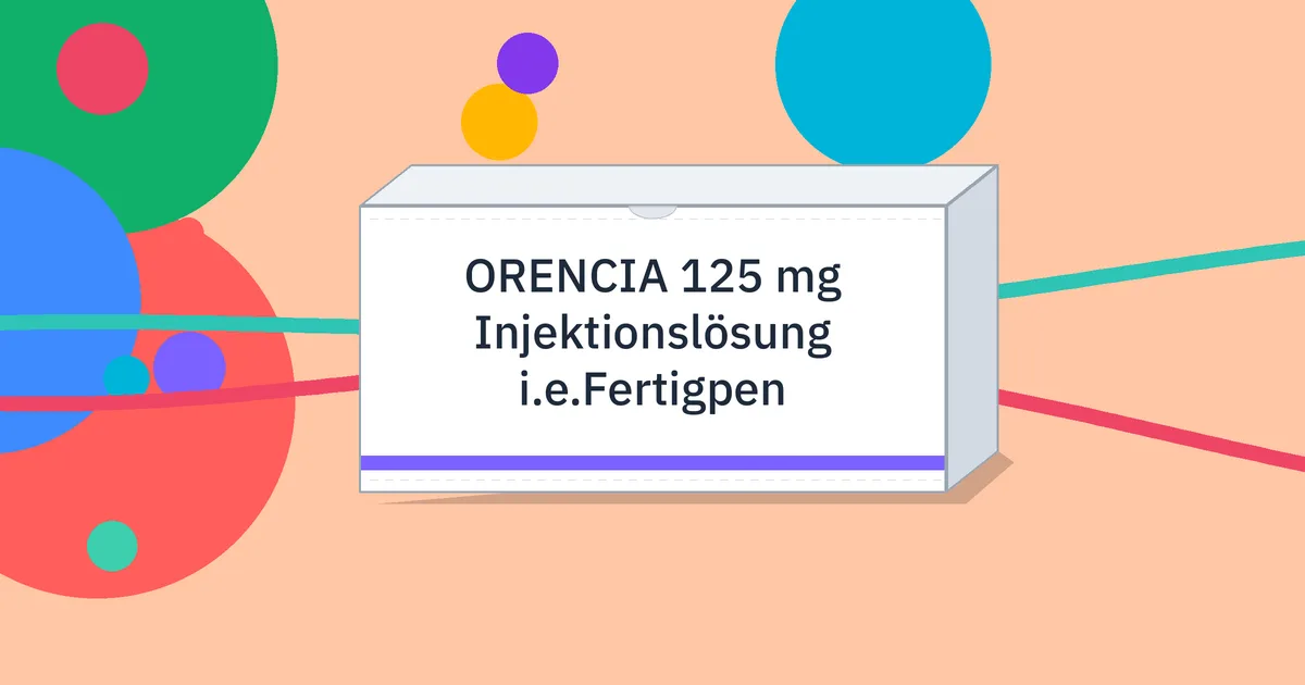 Symbolbild: Packung mit der Aufschrift ORENCIA 125 mg Injektionslösung i.e.Fertigpen (PZN 12416289) – Verfügbarkeit und Bezug in Apotheken in Frankfurt am Main