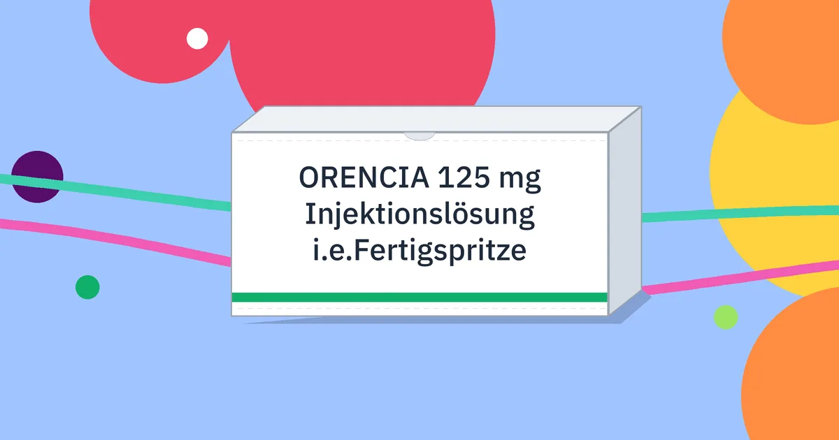 Symbolbild: Packung mit der Aufschrift ORENCIA 125 mg Injektionslösung i.e.Fertigspritze (PZN 11124886) – Verfügbarkeit und Bezug in Apotheken in Frankfurt am Main