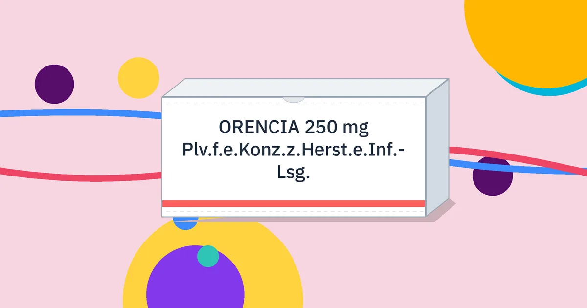 Symbolbild: Packung mit der Aufschrift ORENCIA 250 mg Plv.f.e.Konz.z.Herst.e.Inf.-Lsg. (PZN 18713232) – Verfügbarkeit und Bezug in Apotheken in Frankfurt am Main