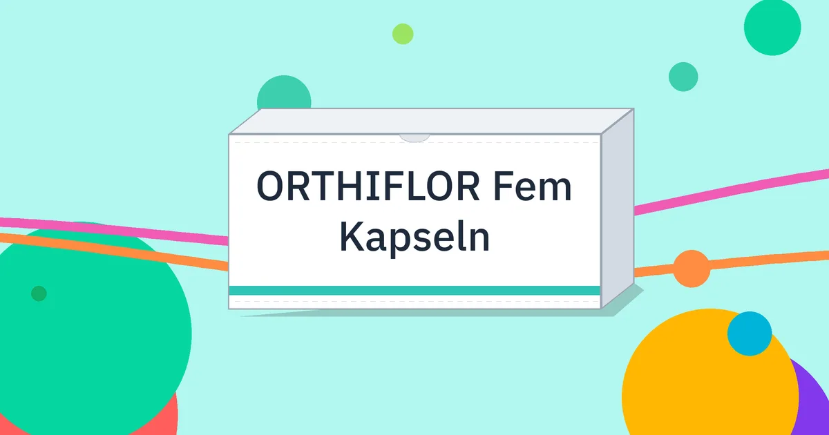 Symbolbild: Packung mit der Aufschrift ORTHIFLOR Fem Kapseln (PZN 13838615) – Verfügbarkeit und Bezug in Apotheken in Frankfurt am Main