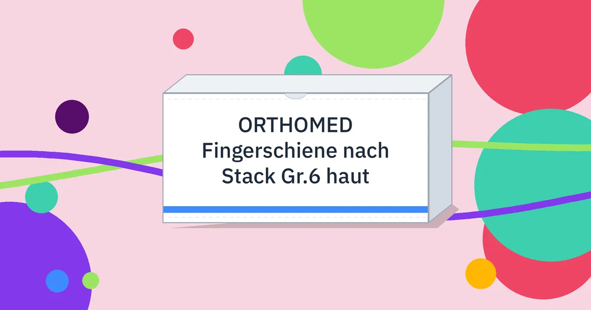 Symbolbild: Packung mit der Aufschrift ORTHOMED Fingerschiene nach Stack Gr.6 haut (PZN 10756383) – Verfügbarkeit und Bezug in Apotheken in Frankfurt am Main
