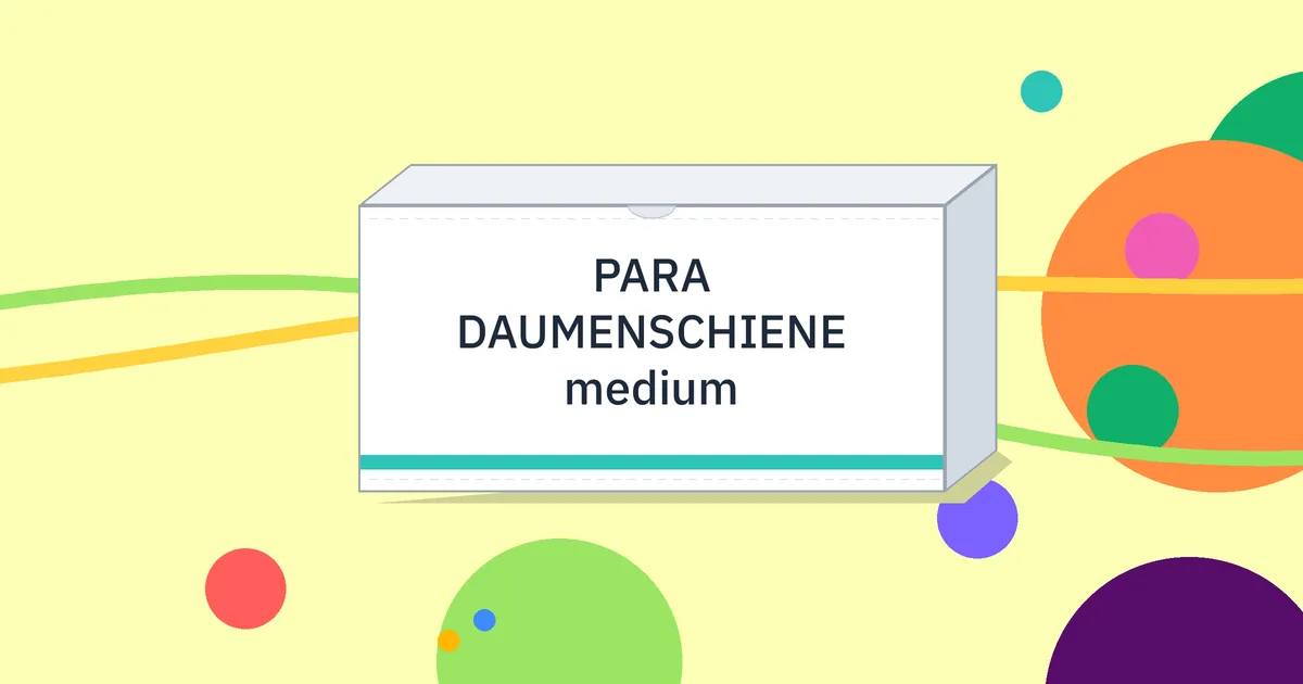 Symbolbild: Packung mit der Aufschrift PARA DAUMENSCHIENE medium (PZN 06990736) – Verfügbarkeit und Bezug in Apotheken in Frankfurt am Main