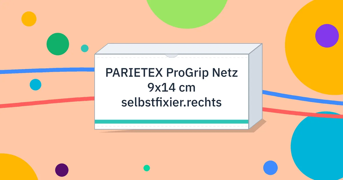 Symbolbild: Packung mit der Aufschrift PARIETEX ProGrip Netz 9x14 cm selbstfixier.rechts (PZN 09153455) – Verfügbarkeit und Bezug in Apotheken in Frankfurt am Main
