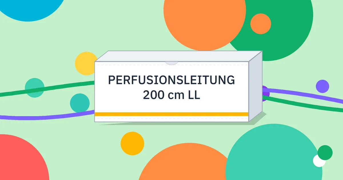 Symbolbild: Packung mit der Aufschrift PERFUSIONSLEITUNG 200 cm LL (PZN 17487147) – Verfügbarkeit und Bezug in Apotheken in Frankfurt am Main