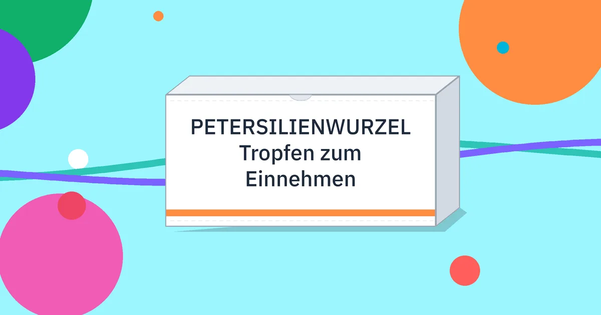 Symbolbild: Packung mit der Aufschrift PETERSILIENWURZEL Tropfen zum Einnehmen (PZN 11867216) – Verfügbarkeit und Bezug in Apotheken in Frankfurt am Main