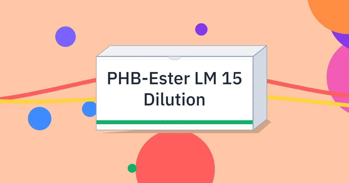 Symbolbild: Packung mit der Aufschrift PHB-Ester LM 15 Dilution (PZN 12978165) – Verfügbarkeit und Bezug in Apotheken in Frankfurt am Main