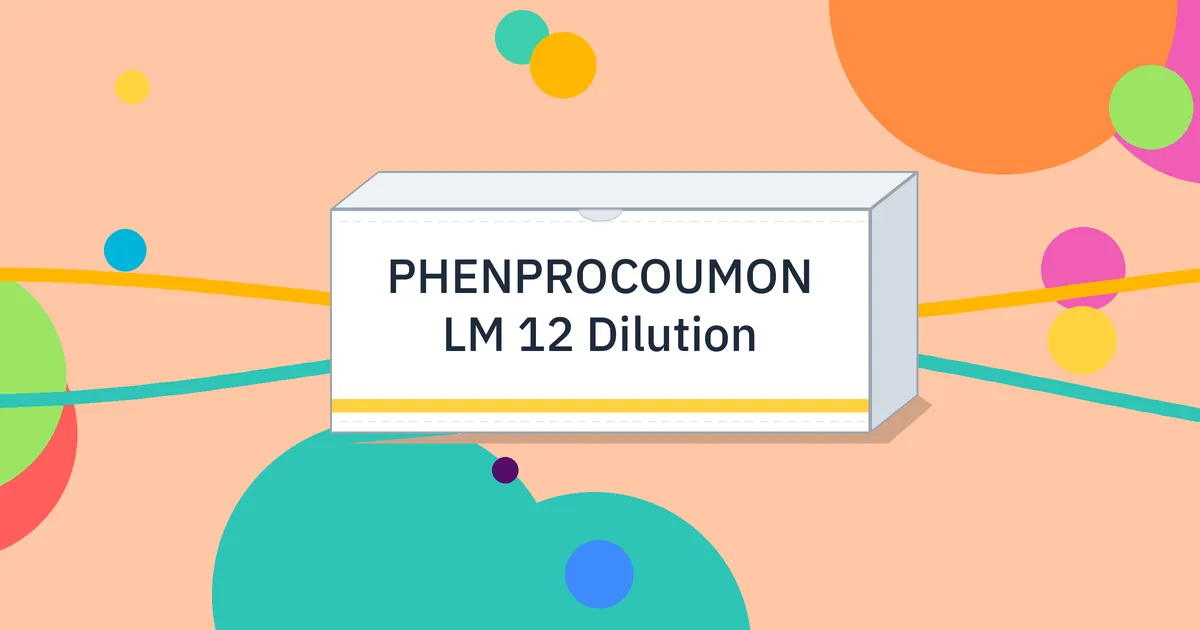 Symbolbild: Packung mit der Aufschrift PHENPROCOUMON LM 12 Dilution (PZN 13637874) – Verfügbarkeit und Bezug in Apotheken in Frankfurt am Main