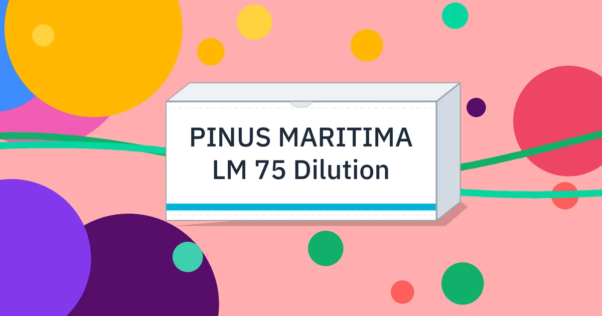 Symbolbild: Packung mit der Aufschrift PINUS MARITIMA LM 75 Dilution (PZN 13644615) – Verfügbarkeit und Bezug in Apotheken in Frankfurt am Main
