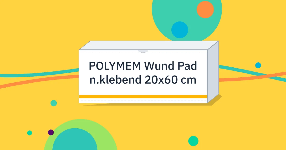 Symbolbild: Packung mit der Aufschrift POLYMEM Wund Pad n.klebend 20x60 cm (PZN 16784334) – Verfügbarkeit und Bezug in Apotheken in Frankfurt am Main