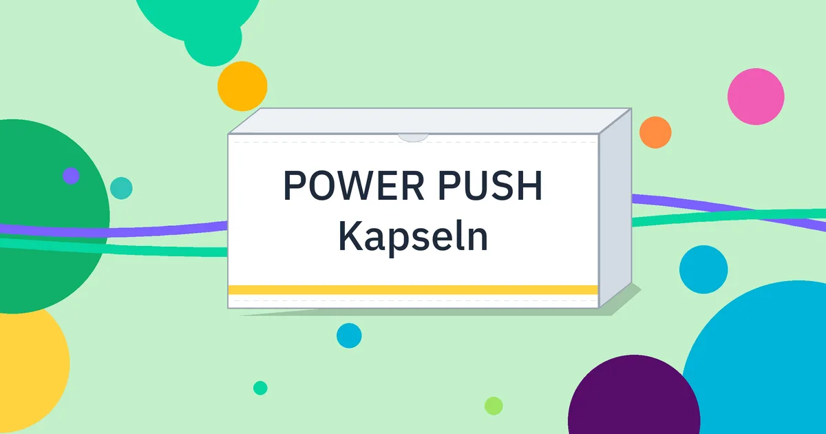 Symbolbild: Packung mit der Aufschrift POWER PUSH Kapseln (PZN 19357644) – Verfügbarkeit und Bezug in Apotheken in Frankfurt am Main
