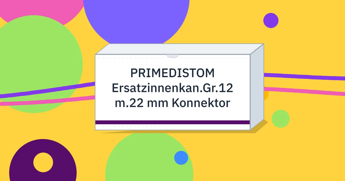 Symbolbild: Packung mit der Aufschrift PRIMEDISTOM Ersatzinnenkan.Gr.12 m.22 mm Konnektor (PZN 10257763) – Verfügbarkeit und Bezug in Apotheken in Frankfurt am Main