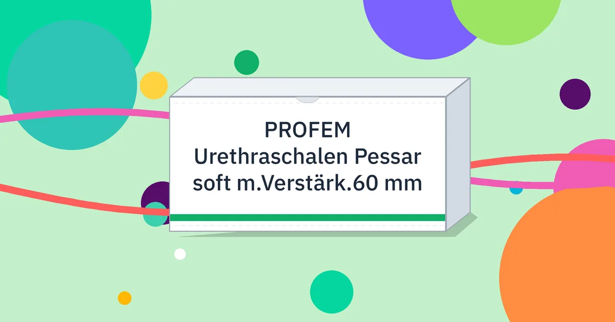 Symbolbild: Packung mit der Aufschrift PROFEM Urethraschalen Pessar soft m.Verstärk.60 mm (PZN 20393987) – Verfügbarkeit und Bezug in Apotheken in Frankfurt am Main