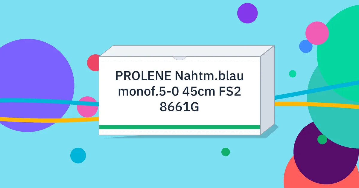 Symbolbild: Packung mit der Aufschrift PROLENE Nahtm.blau monof.5-0 45cm FS2 8661G (PZN 19884119) – Verfügbarkeit und Bezug in Apotheken in Frankfurt am Main