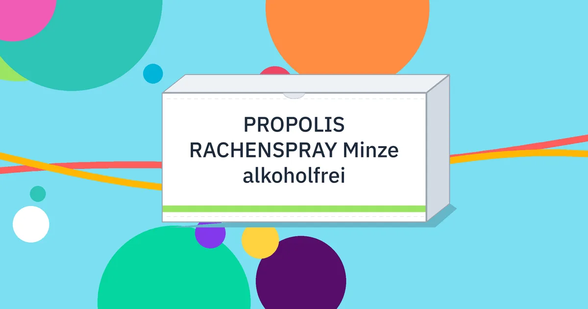 Symbolbild: Packung mit der Aufschrift PROPOLIS RACHENSPRAY Minze alkoholfrei (PZN 20843491) – Verfügbarkeit und Bezug in Apotheken in Frankfurt am Main
