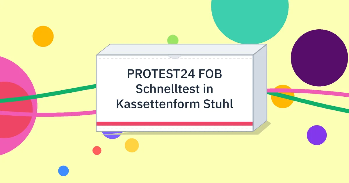 Symbolbild: Packung mit der Aufschrift PROTEST24 FOB Schnelltest in Kassettenform Stuhl (PZN 20166180) – Verfügbarkeit und Bezug in Apotheken in Frankfurt am Main