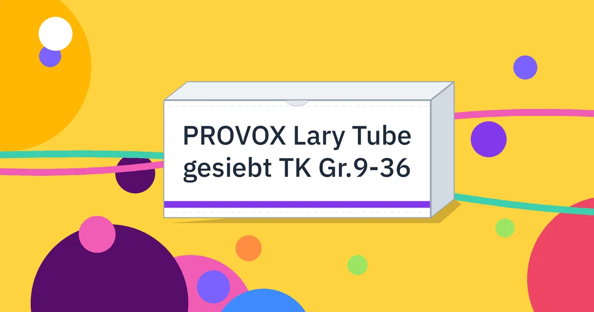 Symbolbild: Packung mit der Aufschrift PROVOX Lary Tube gesiebt TK Gr.9-36 (PZN 02398509) – Verfügbarkeit und Bezug in Apotheken in Frankfurt am Main